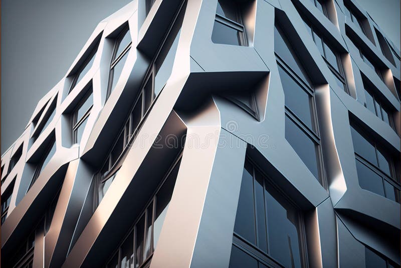 AI Illustration of a Modern Gray Building with Abstract Patterns on it ...
