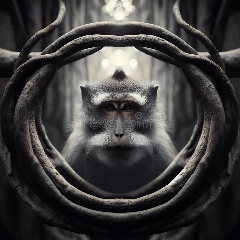 AI Illustration of a Monkey Perched Atop a Circular Ring. Stock ...