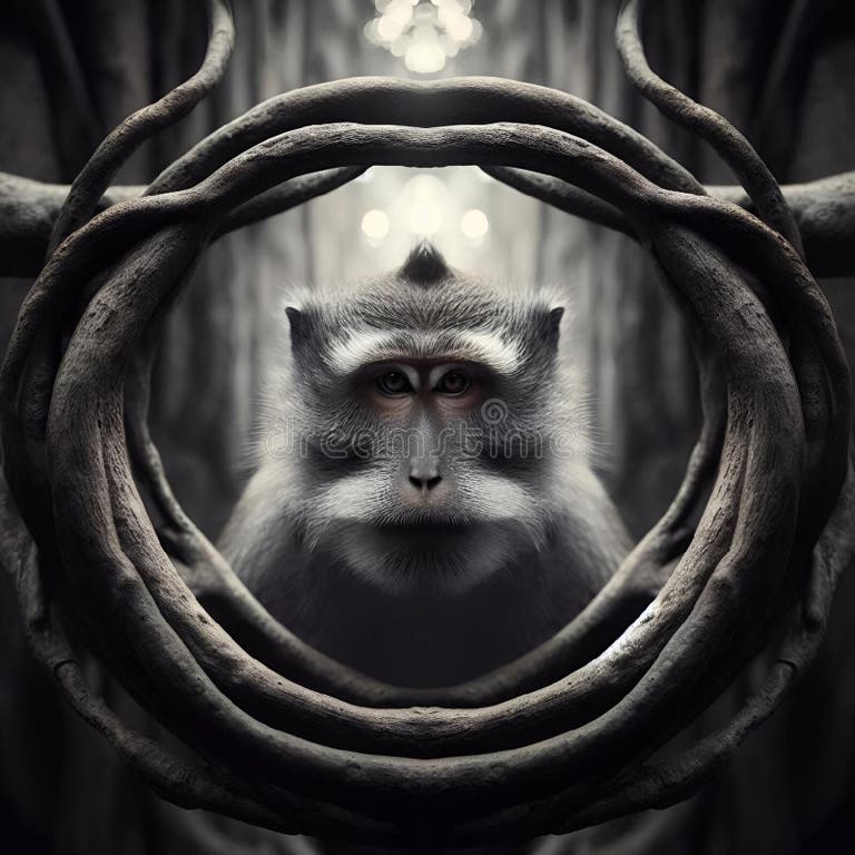 AI Illustration of a Monkey Perched Atop a Circular Ring. Stock ...