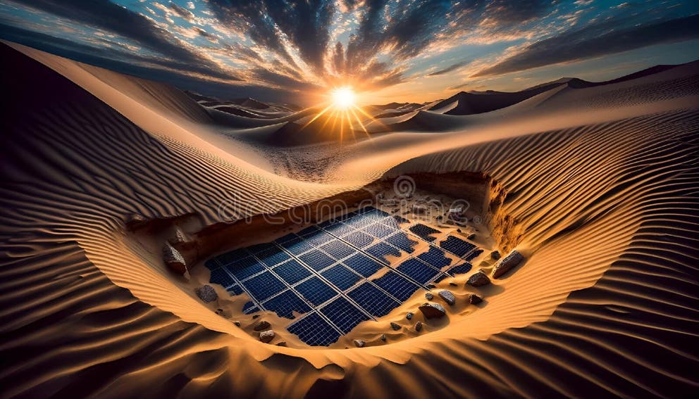 AI Illustration of a Mysterious Ancient Solar Panel Array, Partially ...