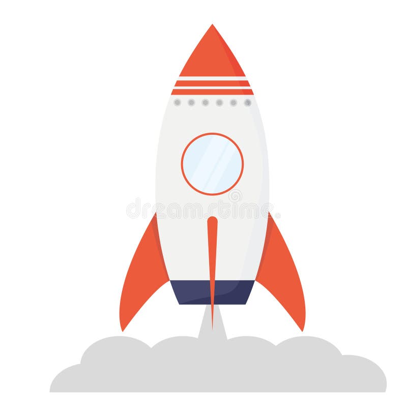 AI Illustration of an Orange and White Colored Rocket Ship on a White ...