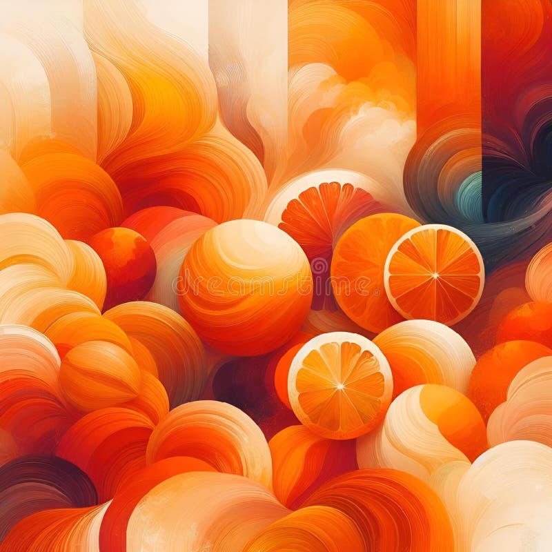 AI Illustration of Oranges with Blurred Shapes in Vibrant Oranges Stock ...