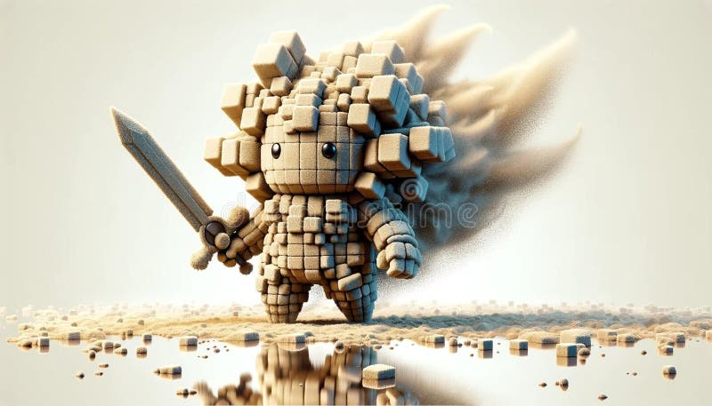 An AI Illustration of a Robot Attacking a Huge Amount of Blocks with a ...