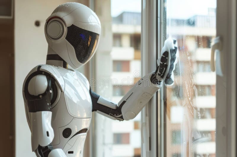 Robot, Cleaning and Sanitizing Benchtop in Cleanroom, with Equipment ...