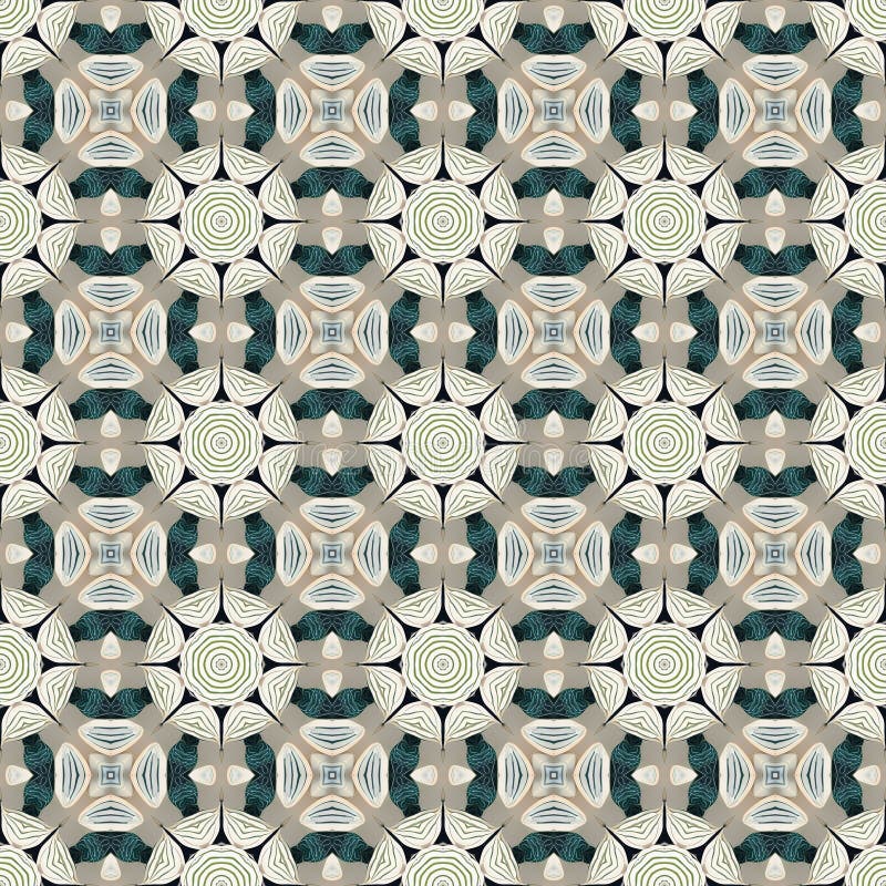 AI Illustration of Seamless Floral and Circular Geometric Pattern Background Stock Photo - Image ...