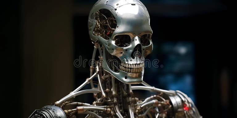 AI Illustration of a Shining Silver Metallic Skeleton. Stock ...
