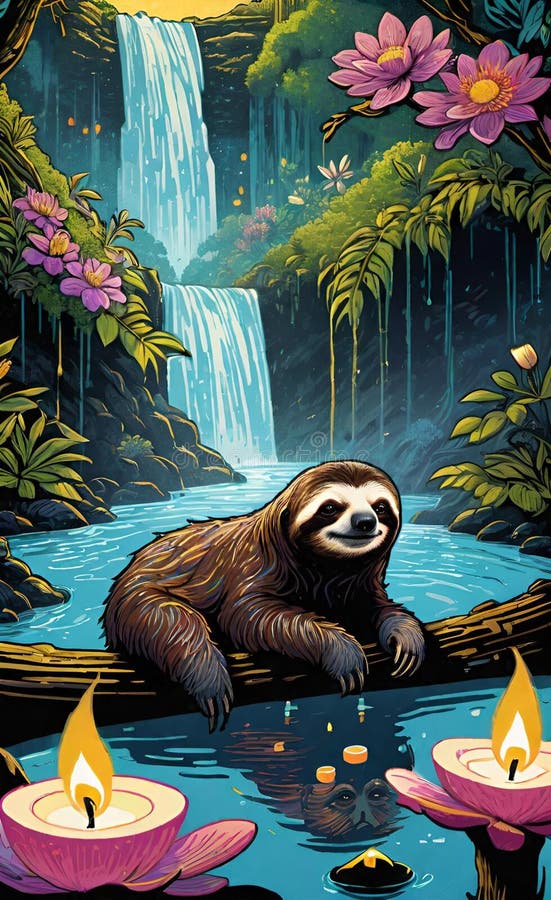 AI Illustration of a Sloth Taking a Bath and Relaxin on a Spa Stock ...