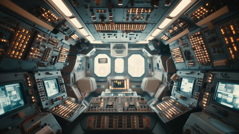 AI Illustration of a Space Shuttle Interior, Focusing on the Control ...
