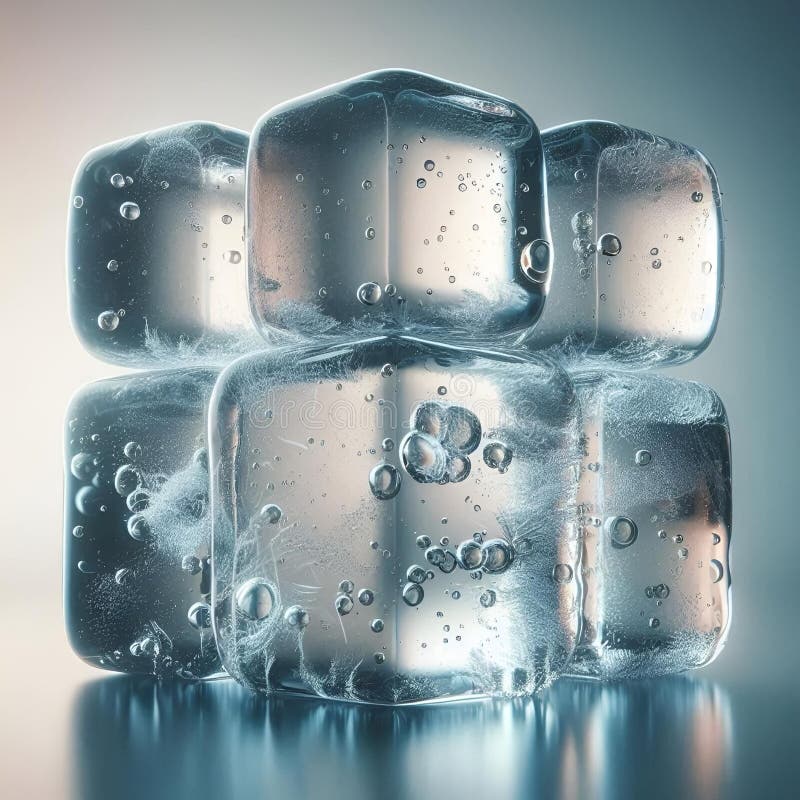 AI Illustration of Stacked Ice Cubes with Bubbles Inside, Captured in a ...