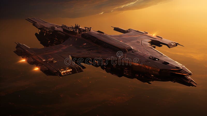 AI Illustration of a Technologically Advanced Spaceship Illuminated by ...