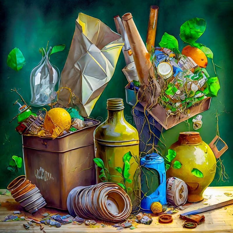 AI Illustration of the Transformation of Waste Material into Beautiful ...