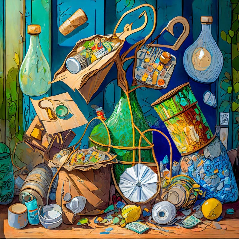 AI Illustration of the Transformation of Waste Material into Beautiful ...