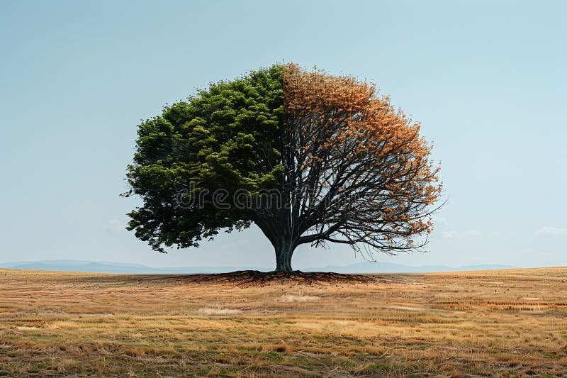 Half Green Half Bare Tree Stock Illustrations – 64 Half Green Half Bare ...