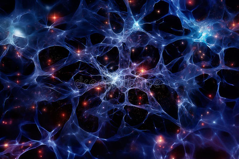 AI Illustration of the Vast Cosmic Web, Galaxy Filaments between Galaxy ...