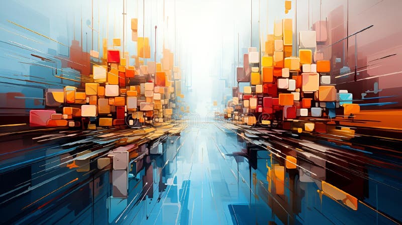 AI Illustration of a Vibrant Array of Multi-colored Squares Arranged in ...