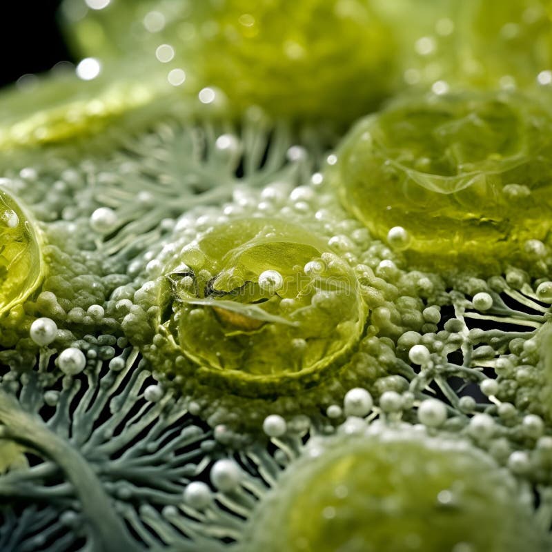 AI Illustration of a Vibrant Microscopic Algae. Stock Illustration ...