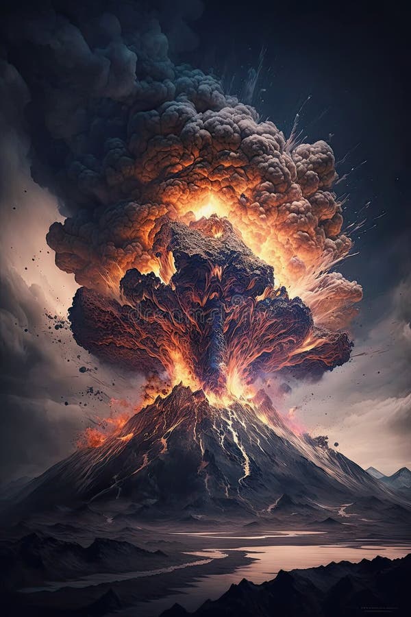 Ai Illustration of a Volcanic Eruption Stock Illustration ...