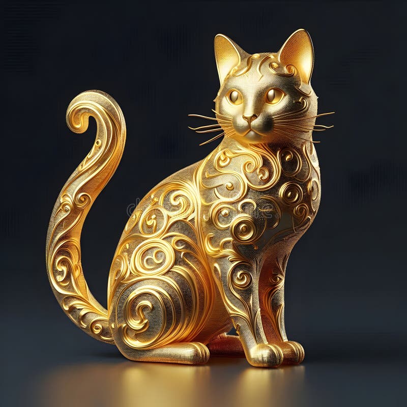 Ai Image Cat Gold, Generative Ai, Pet, Beautiful 3D Image of a Dog ...