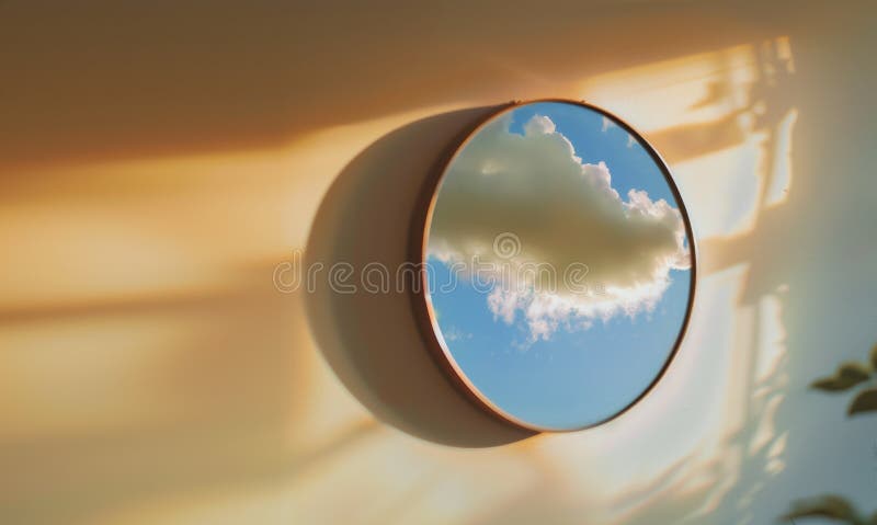 Cloud Reflecting in a Mirror Indoor during Sunset Stock Illustration ...