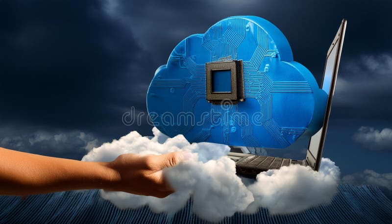 Generated Image of Computer in the Cloud. Stock Illustration ...