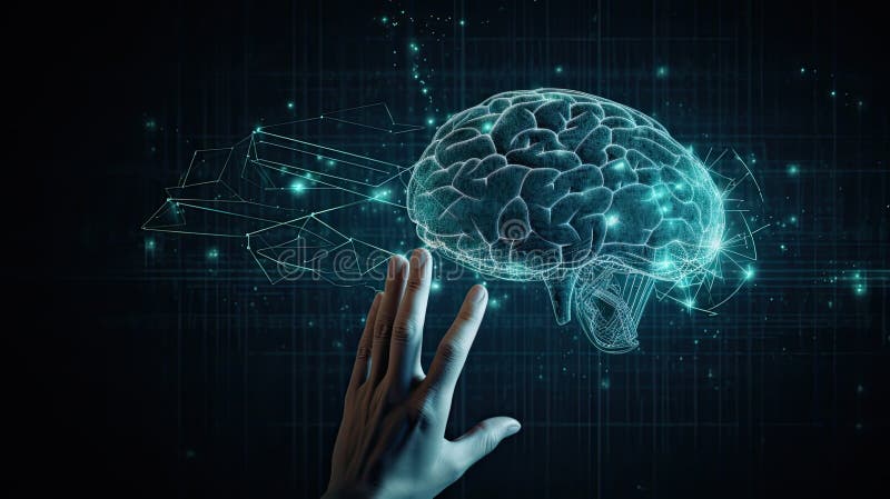 Blue Brain Anatomy Illustration in 3D Abstract. AI Generative Stock ...