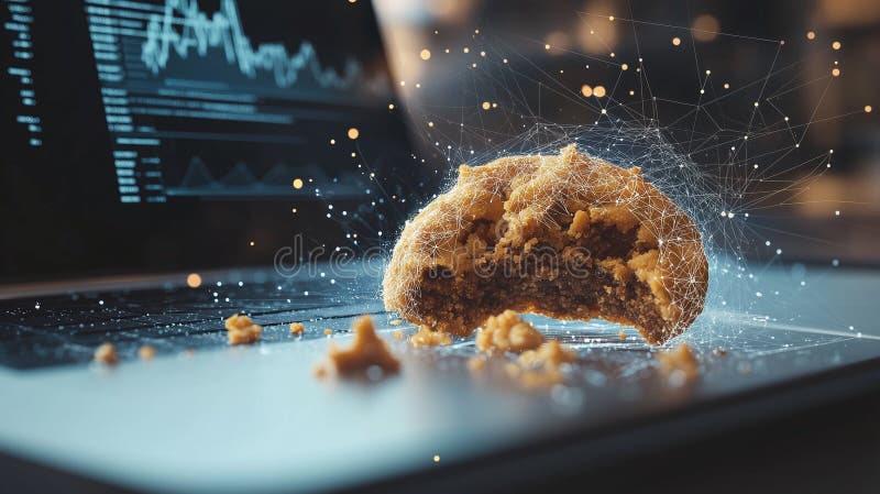 Internet Cookie on a Laptop with Data Visualization Overlay Stock ...