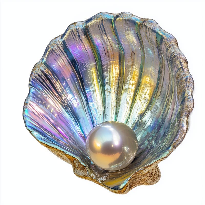 Iridescent Shell with Pearl Stock Illustration - Illustration of ...