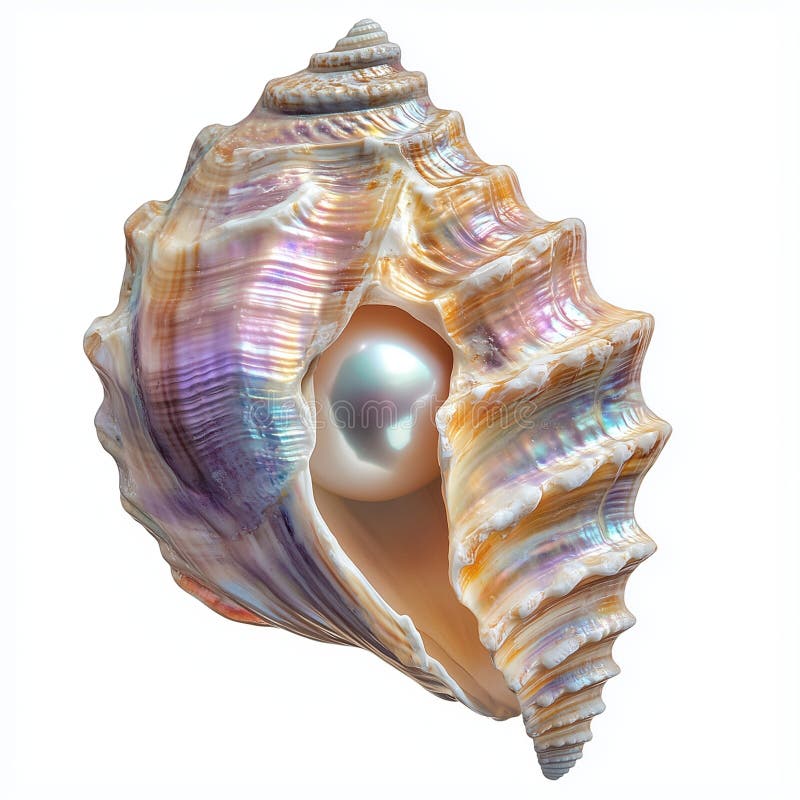 Spiral Shell with Pearl Inside Stock Illustration - Illustration of ...