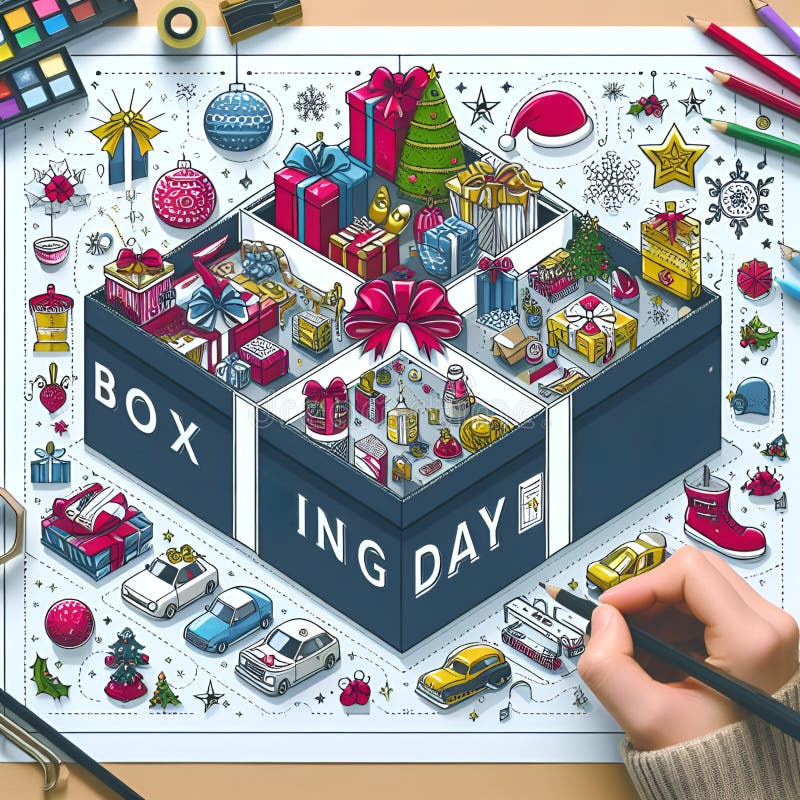 A Flyer of a Big Box with Multiple Gift Boxes. Stock Photo - Image of ...