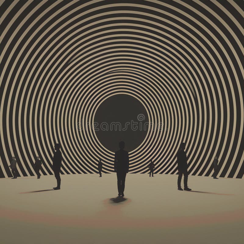 Black and White Concentric Circles with a Sepia Tone, with Several ...