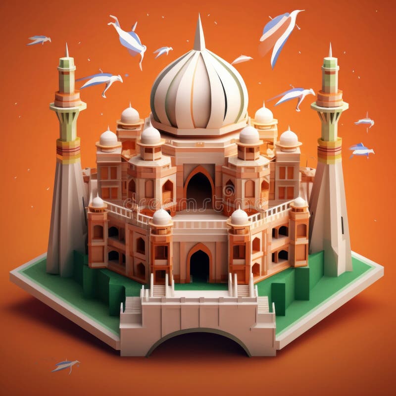 Ai Image Generative Craftwork Model of the Taj Mahal. Stock ...