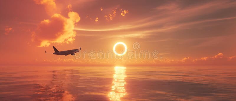 AI Image Generator of an Airplane is Flying Past the Sun during a Solar ...