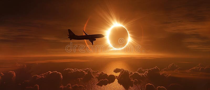AI Image Generator of an Airplane is Flying Past the Sun during a Solar ...