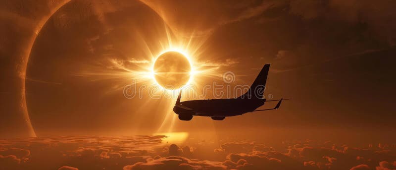 AI Image Generator of an Airplane is Flying Past the Sun during a Solar ...