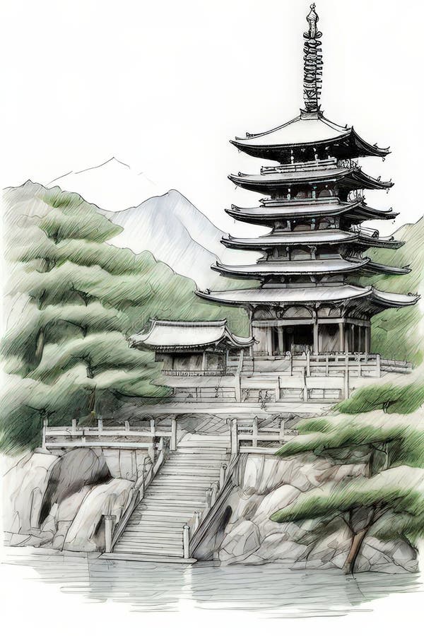 The AI Image Generator, Aisa Temple Tower Stock Illustration ...