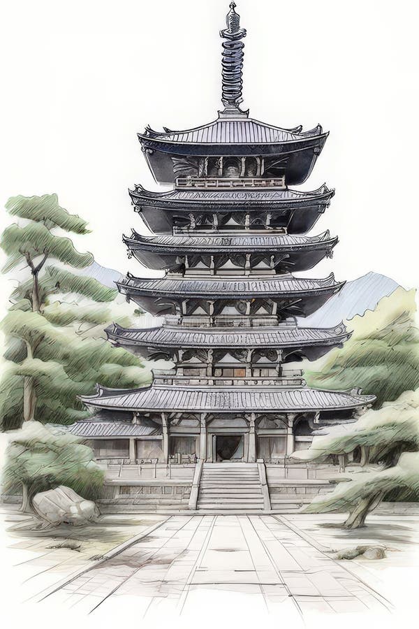 .the AI Image Generator, Aisa Temple Tower Stock Illustration ...