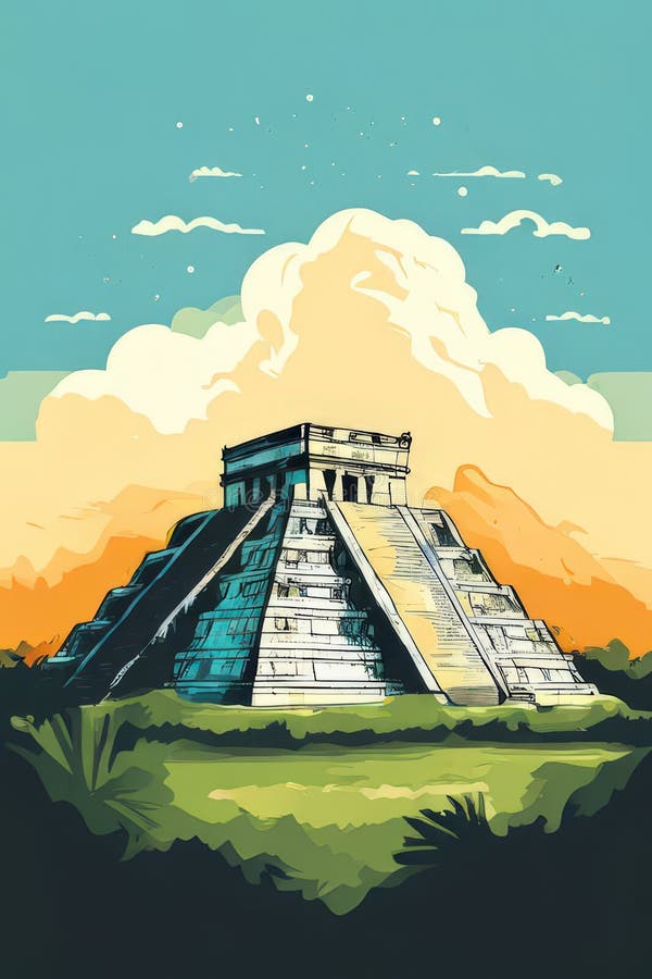 The AI Image Generator, Ancient Mayan Pyramid Stock Illustration ...