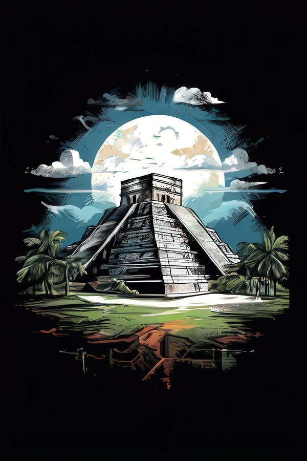 The AI Image Generator, Ancient Mayan Pyramid Stock Illustration ...