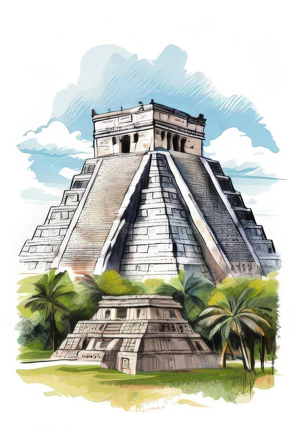 The AI Image Generator, Ancient Mayan Pyramid Stock Illustration ...