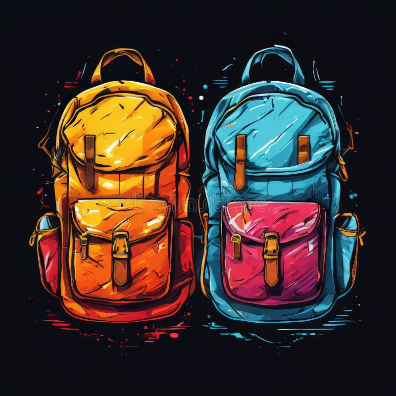 The AI Image Generator, Backpack with Drawings Stock Illustration ...