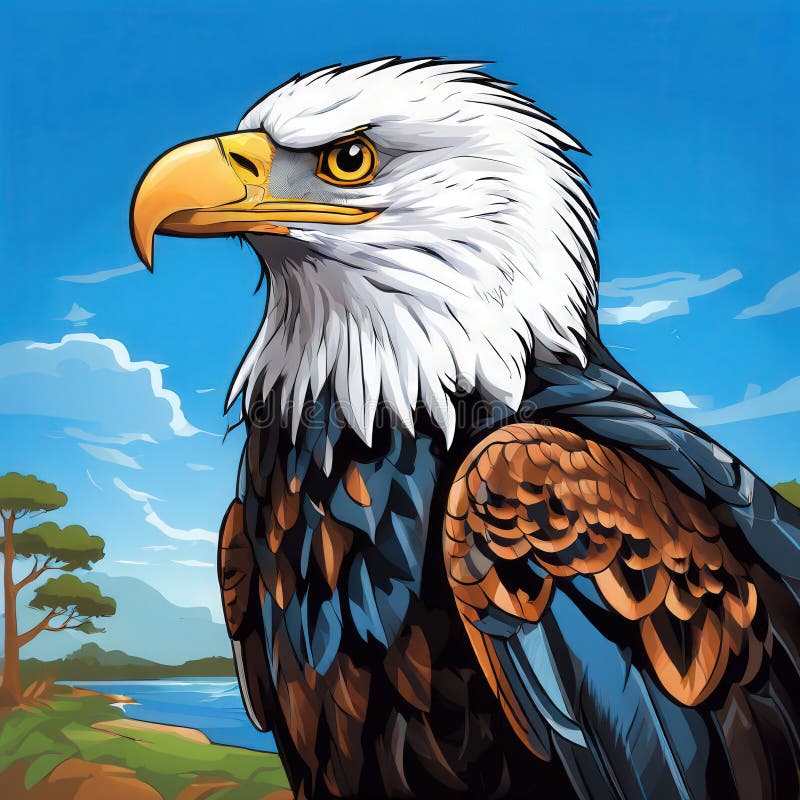 The AI Image Generator, Bald Eagle Head Illustration Editorial ...