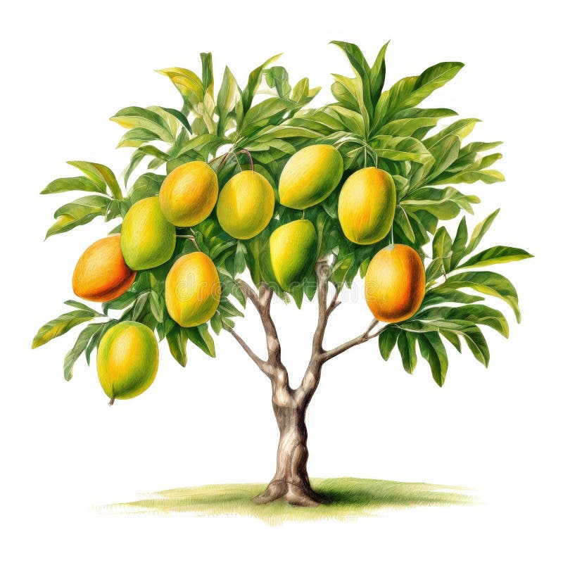 The AI Image Generator, Beautiful Mango Tree with Fresh Ripe Fruits ...