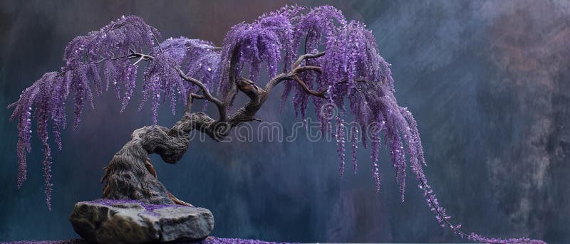 AI Image Generator of Bonsai Tree, Beautiful Wisteria Violet Stock ...