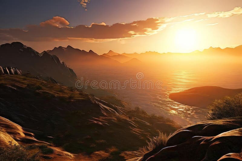 AI Image Generator, Bright Sun Shining Over City Stock Illustration ...