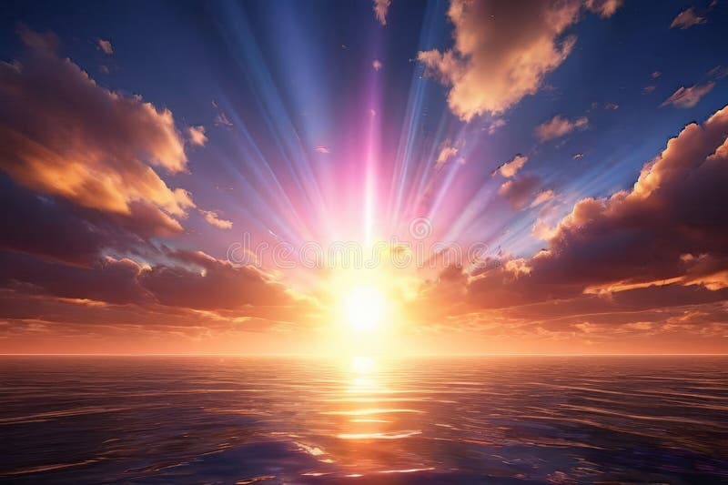 AI Image Generator, Bright Sun Shining Over City Stock Illustration ...