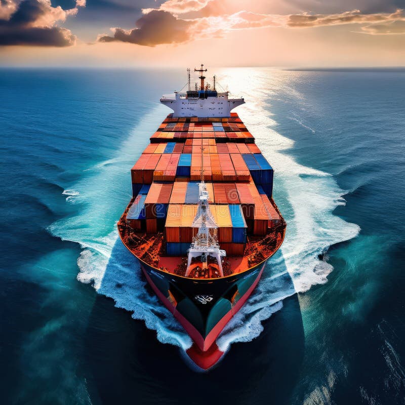 The AI Image Generator, Cargo Ship Sailing Across Ocean during Stock ...