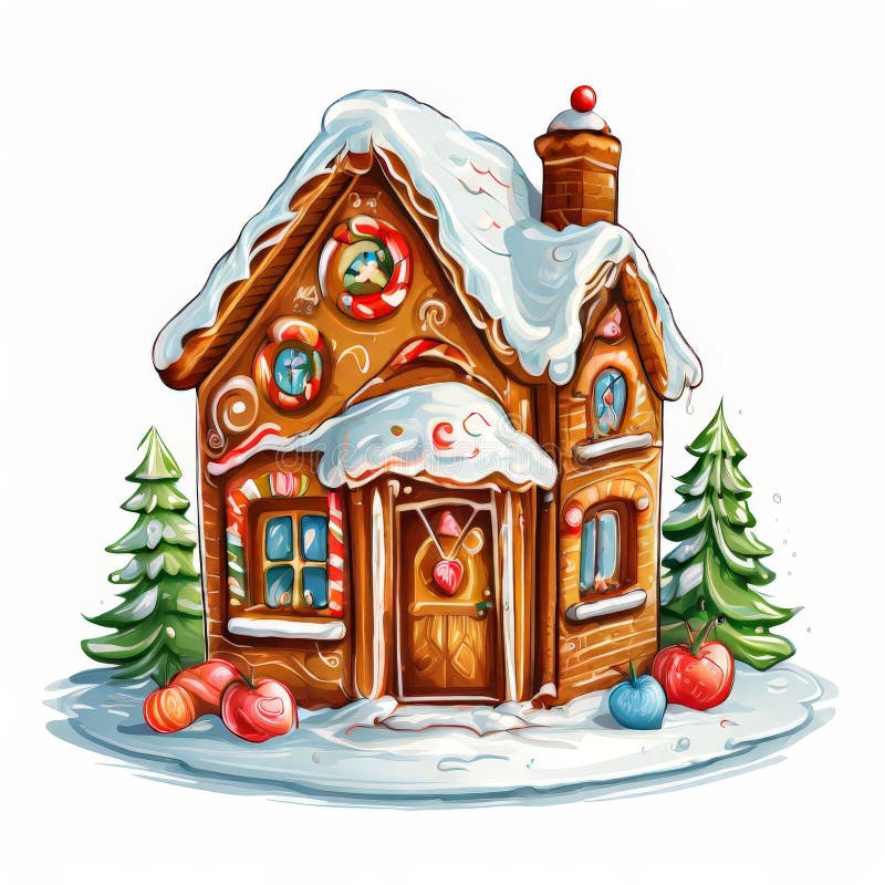 AI Image Generator, Cartoon Style Gingerbread House Isolated Stock ...