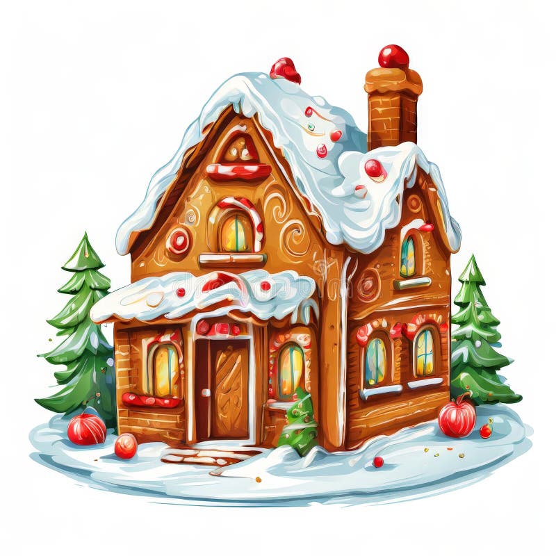 AI Image Generator, Cartoon Style Gingerbread House Isolated Stock ...