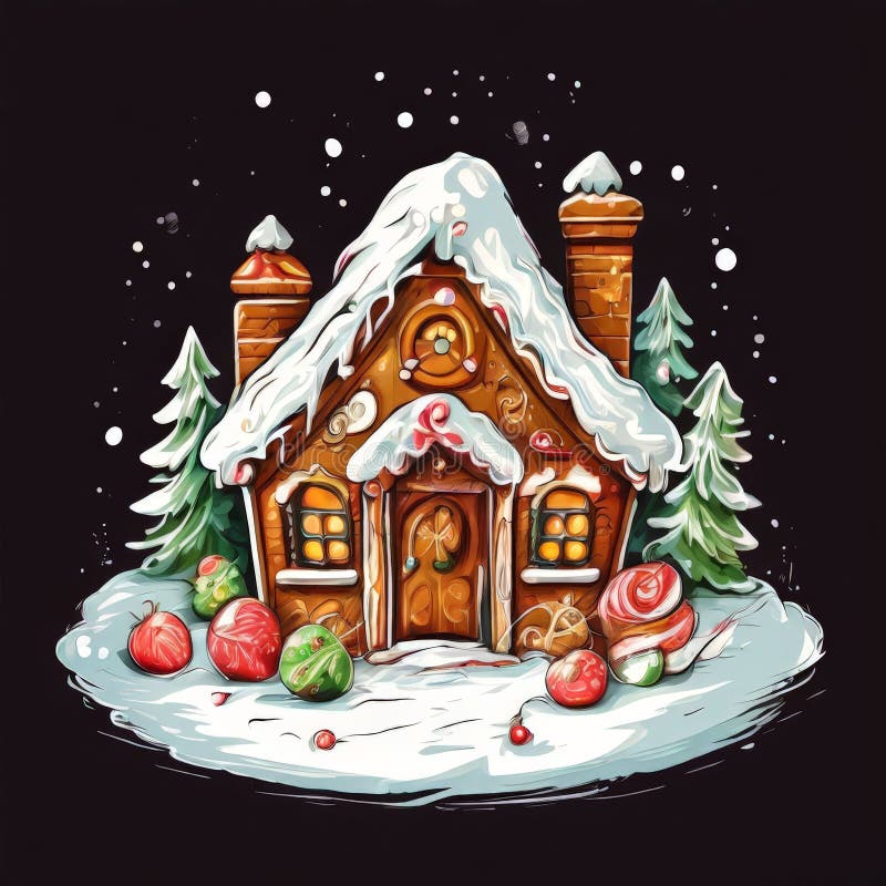 AI Image Generator, Cartoon Style Gingerbread House Isolated Stock ...