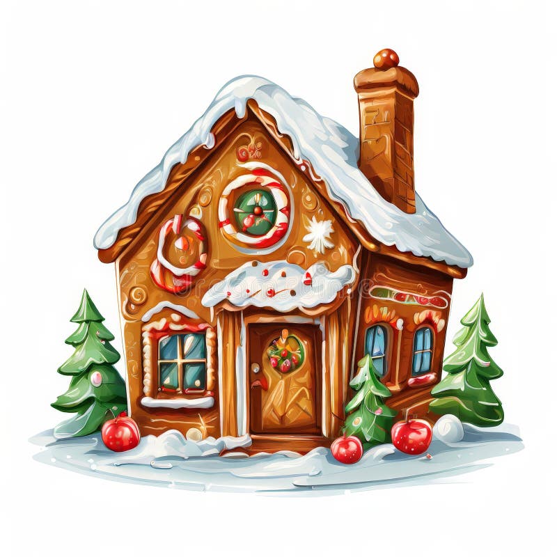 AI Image Generator, Cartoon Style Gingerbread House Isolated Stock ...